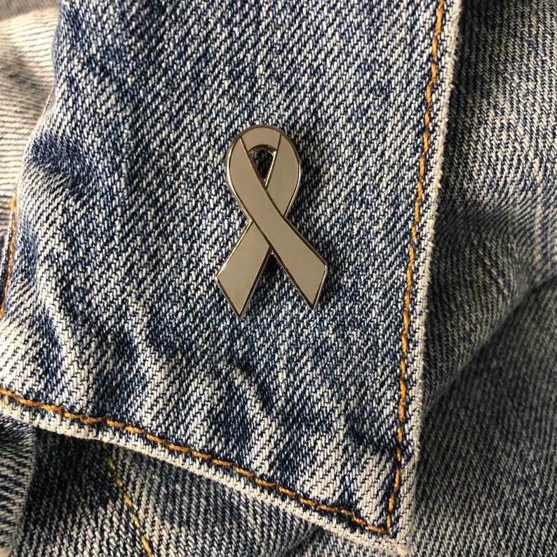 Gray Awareness Ribbon Pins Allergies Asthma Brain Cancer | Etsy