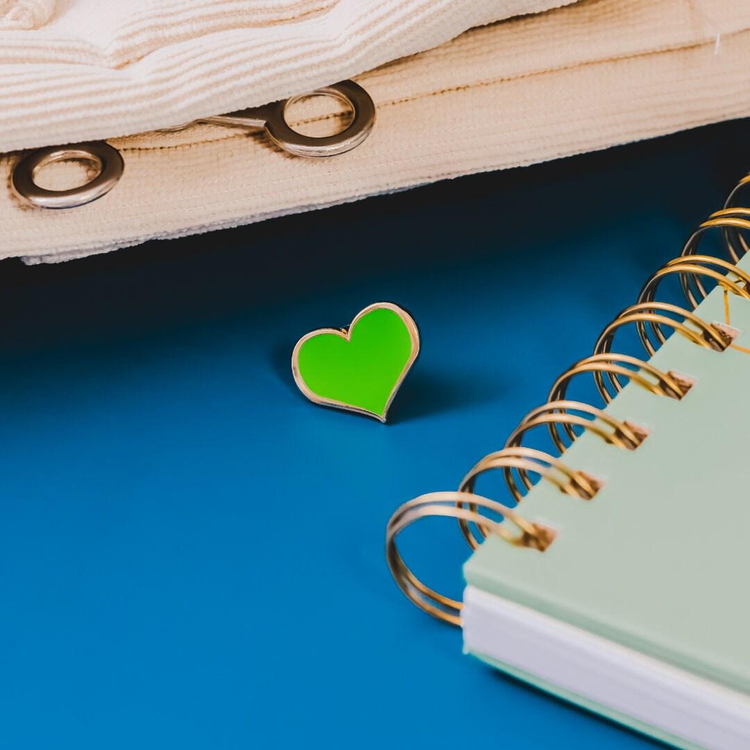 Heart Enamel Pin: Green Cute Lapel Accessory (3/4 Inch Single Post) - Etsy