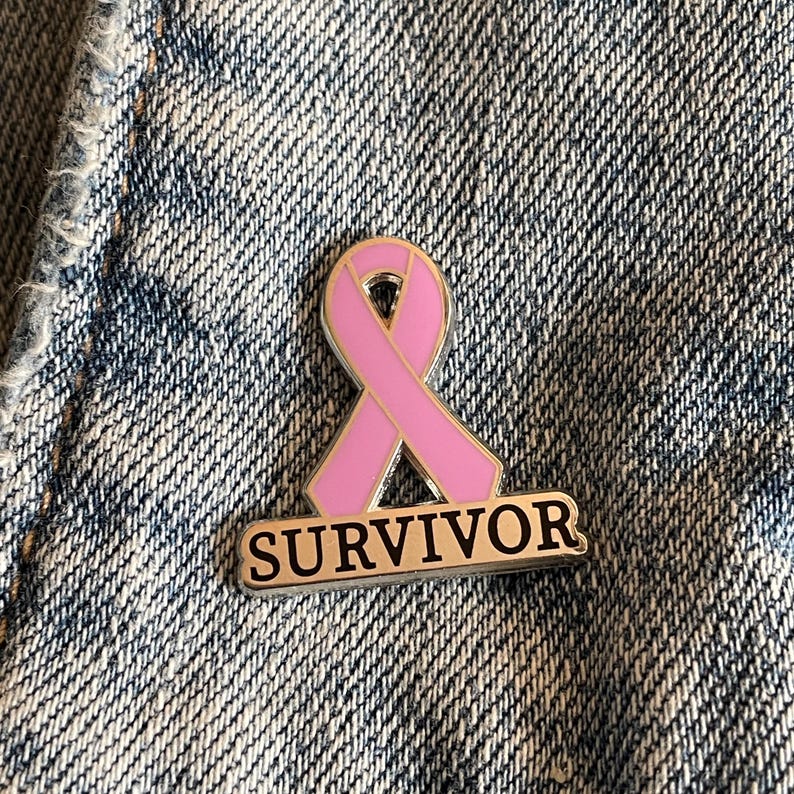 Pink SURVIVOR Ribbon Pin: Breast Cancer Awareness Gift - Etsy