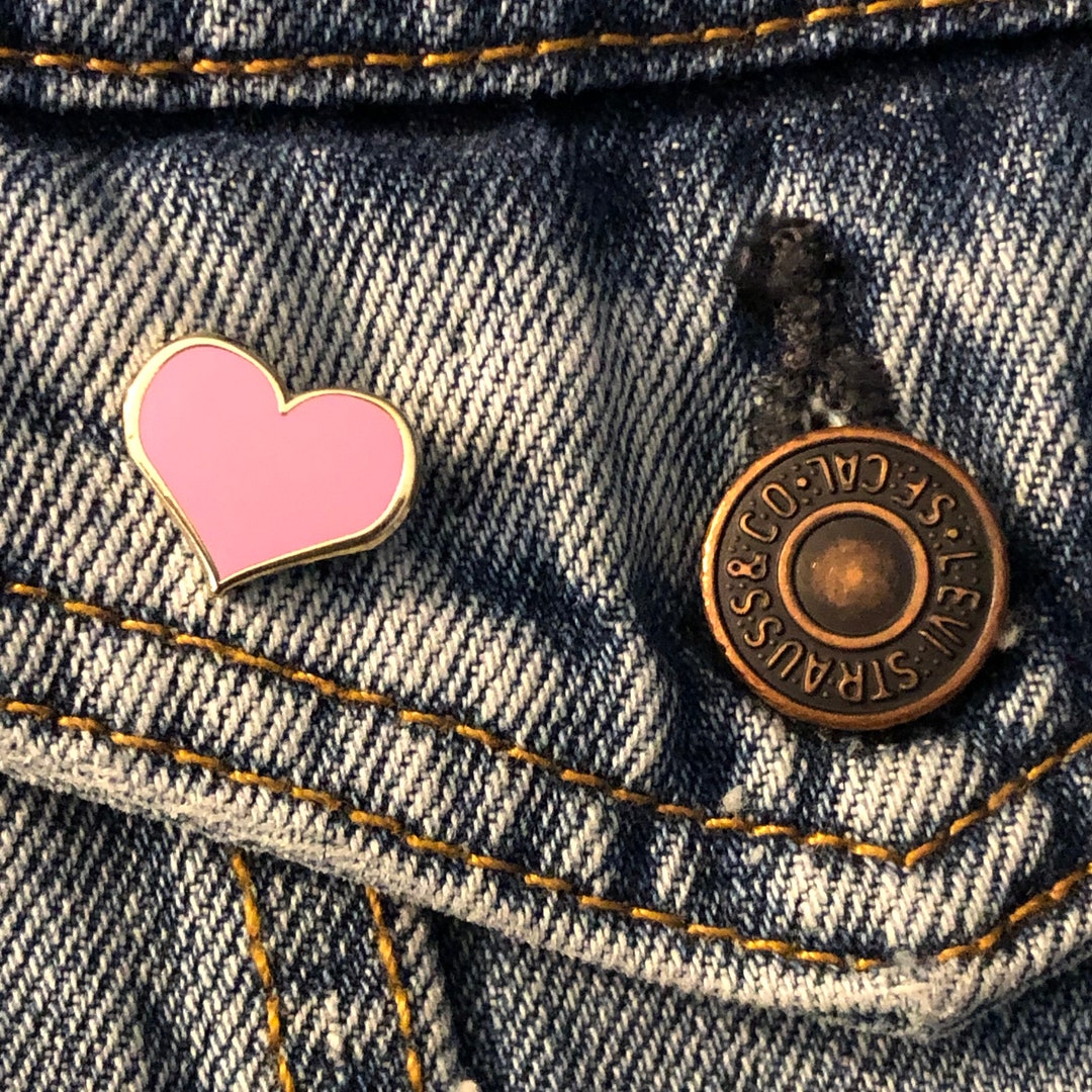 Tiny Pink Heart Enamel Pin - 0.50", Kawaii Pins, Lapel Pins, Enamel ...