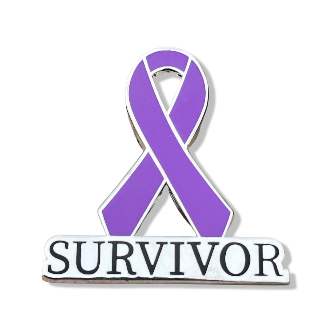 Purple Survivor Ribbon Enamel Pin: Awareness Support - Etsy