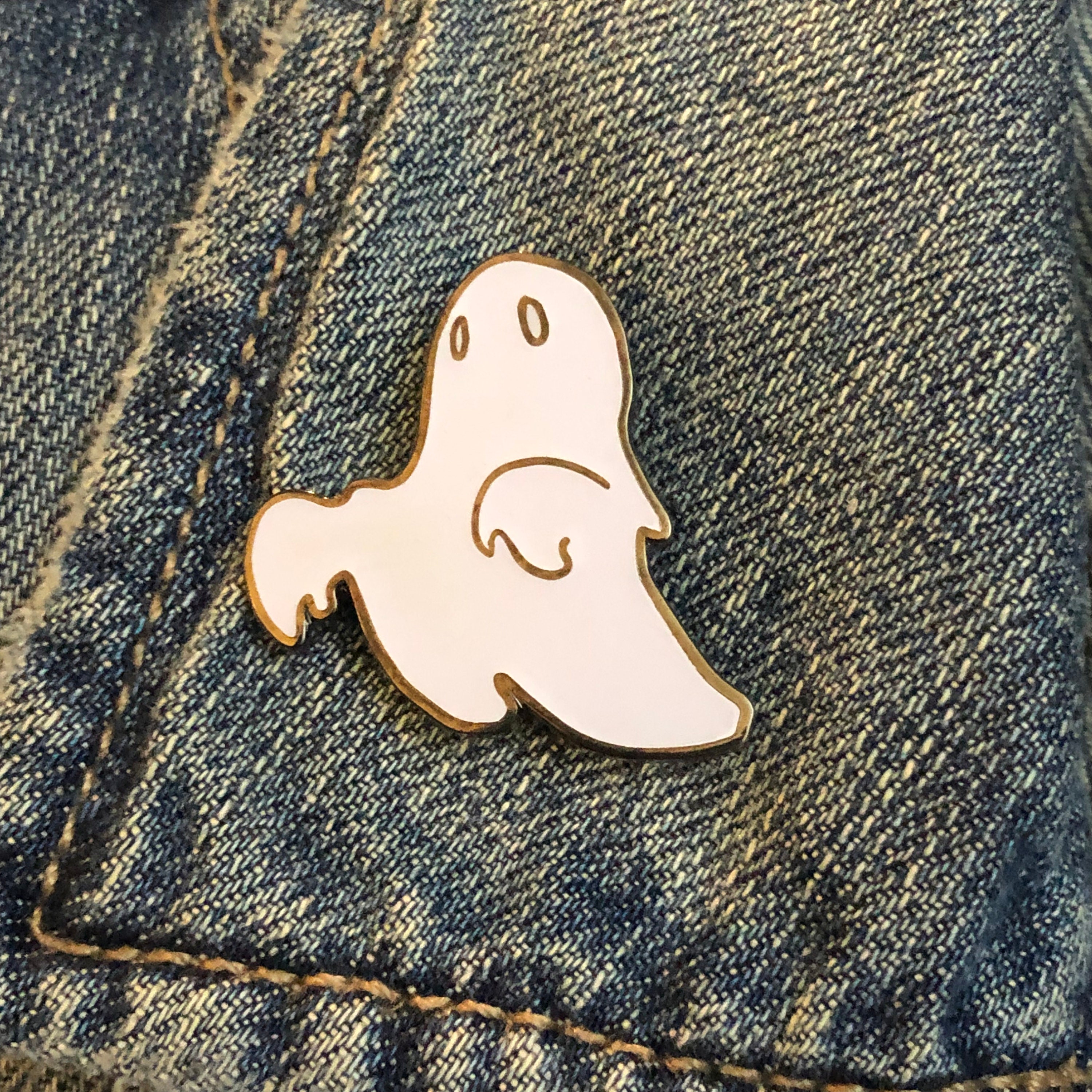 White Ghost Glow in the Dark Enamel Pin Halloween Pins | Etsy