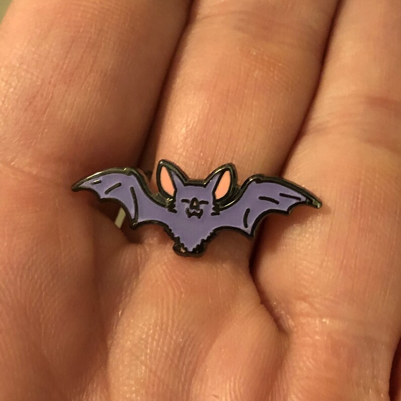 Lavender or black bat enamel pin Halloween pins kawaii | Etsy