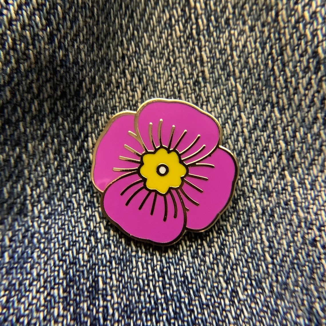 Purple Poppy Enamel Pin Poppy Badge Flower Pin Flower - Etsy