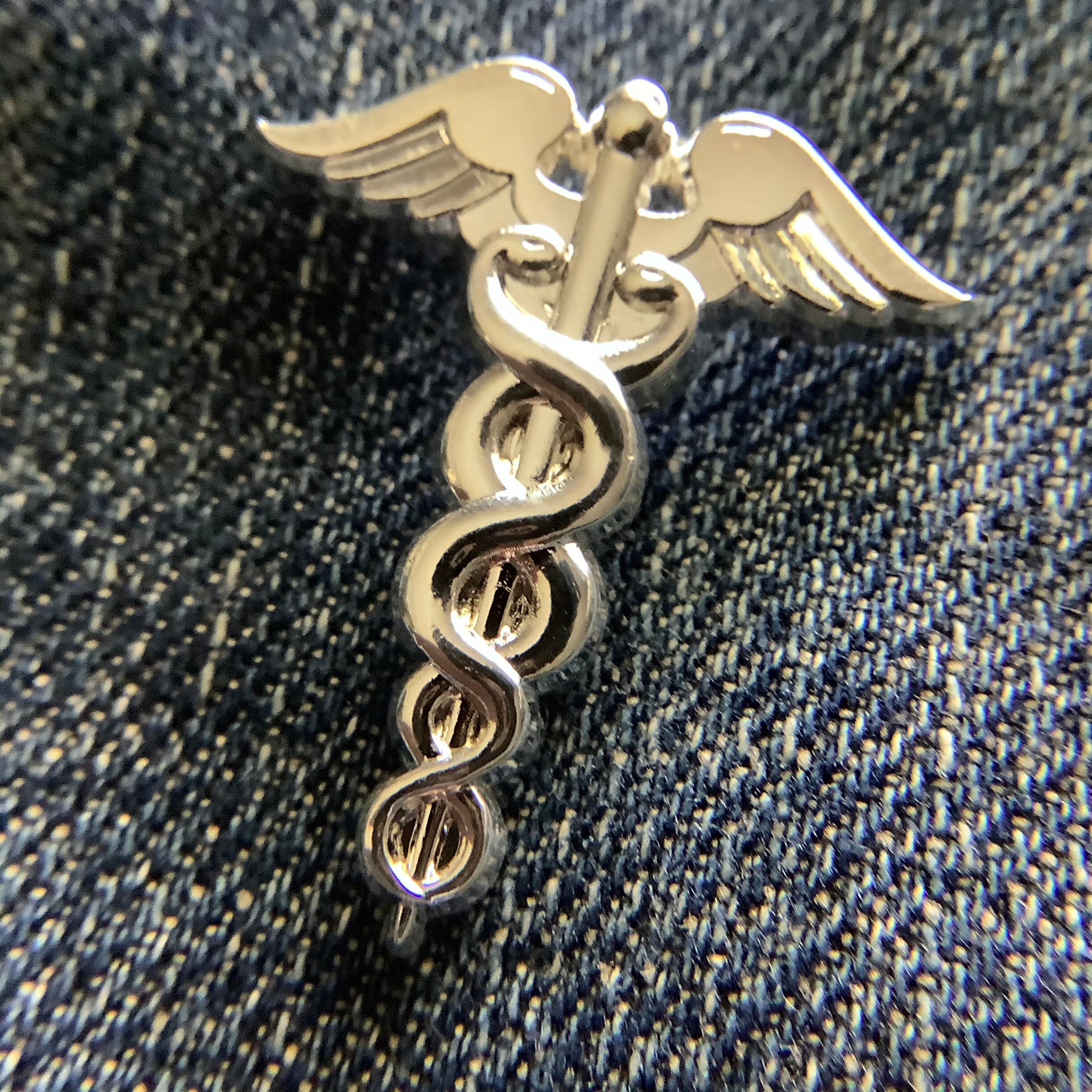 Silver Caduceus Enamel Pin Nurses Gift Medical Professional - Etsy