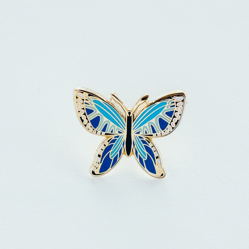 Blue Butterfly Enamel Pin V1 Butterfly Pin Butterflies - Etsy