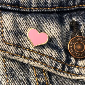 Tiny Pink Heart Enamel Pin - 0.50", Kawaii Pins, Lapel Pins, Enamel ...