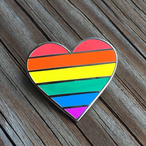 Lgbtq Pride Enamel Pins Rainbow Hard Enamel Heart Pins Etsy