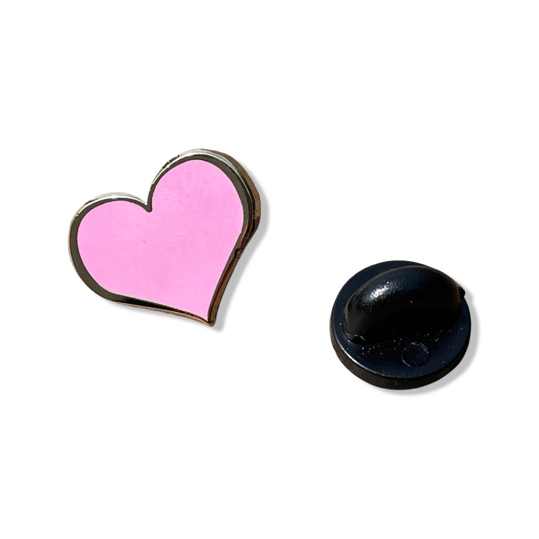 Pink Heart Enamel Pin - 1/2-inch Hard Enamel Heart Lapel Pink, Pink ...