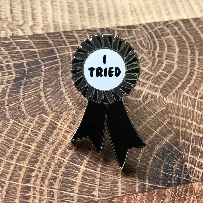 Black I TRIED Award Ribbon 1 Hard Enamel Single Post - Etsy
