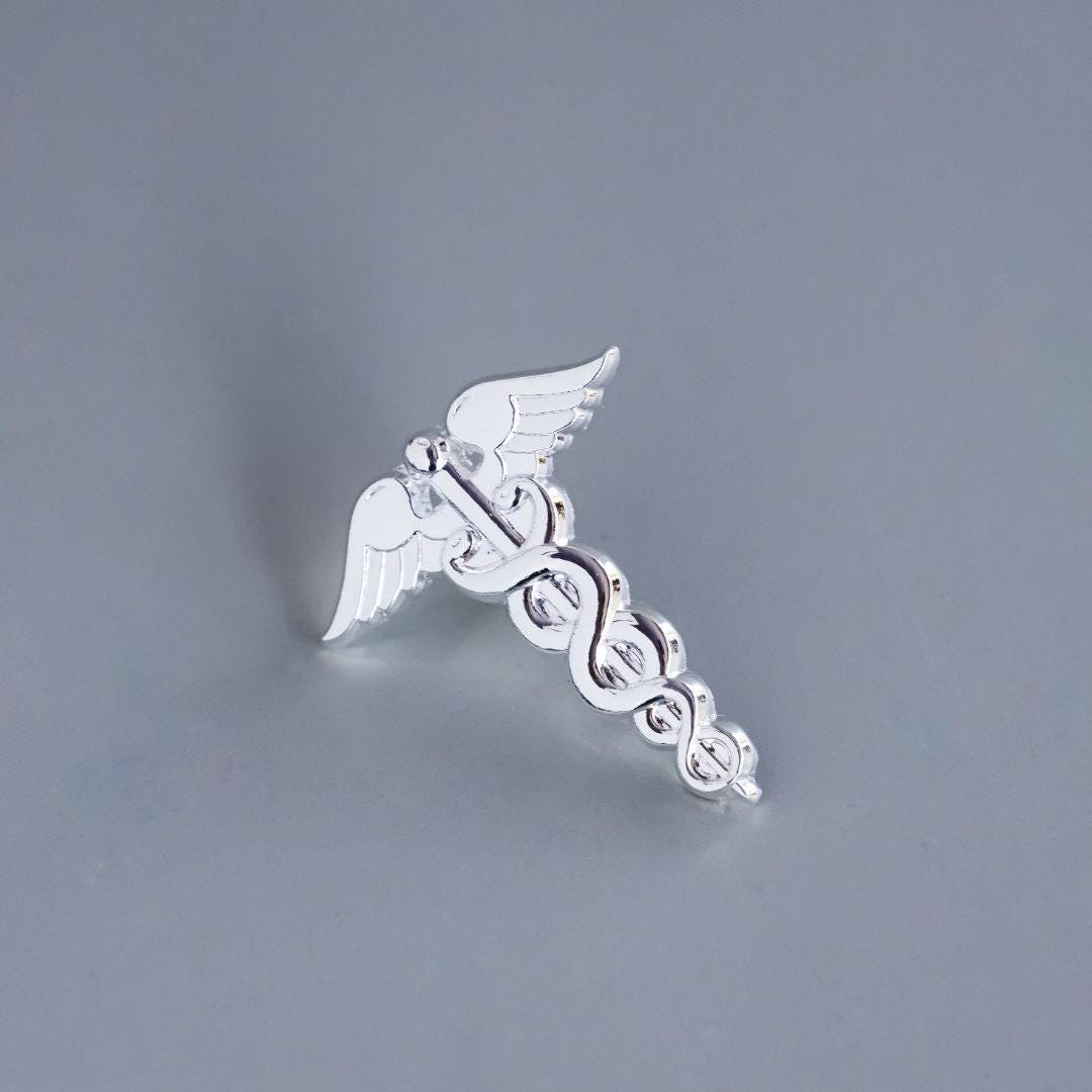Caduceus Enamel Pin: Silver Medical Design - Nurse Appreciation - Etsy
