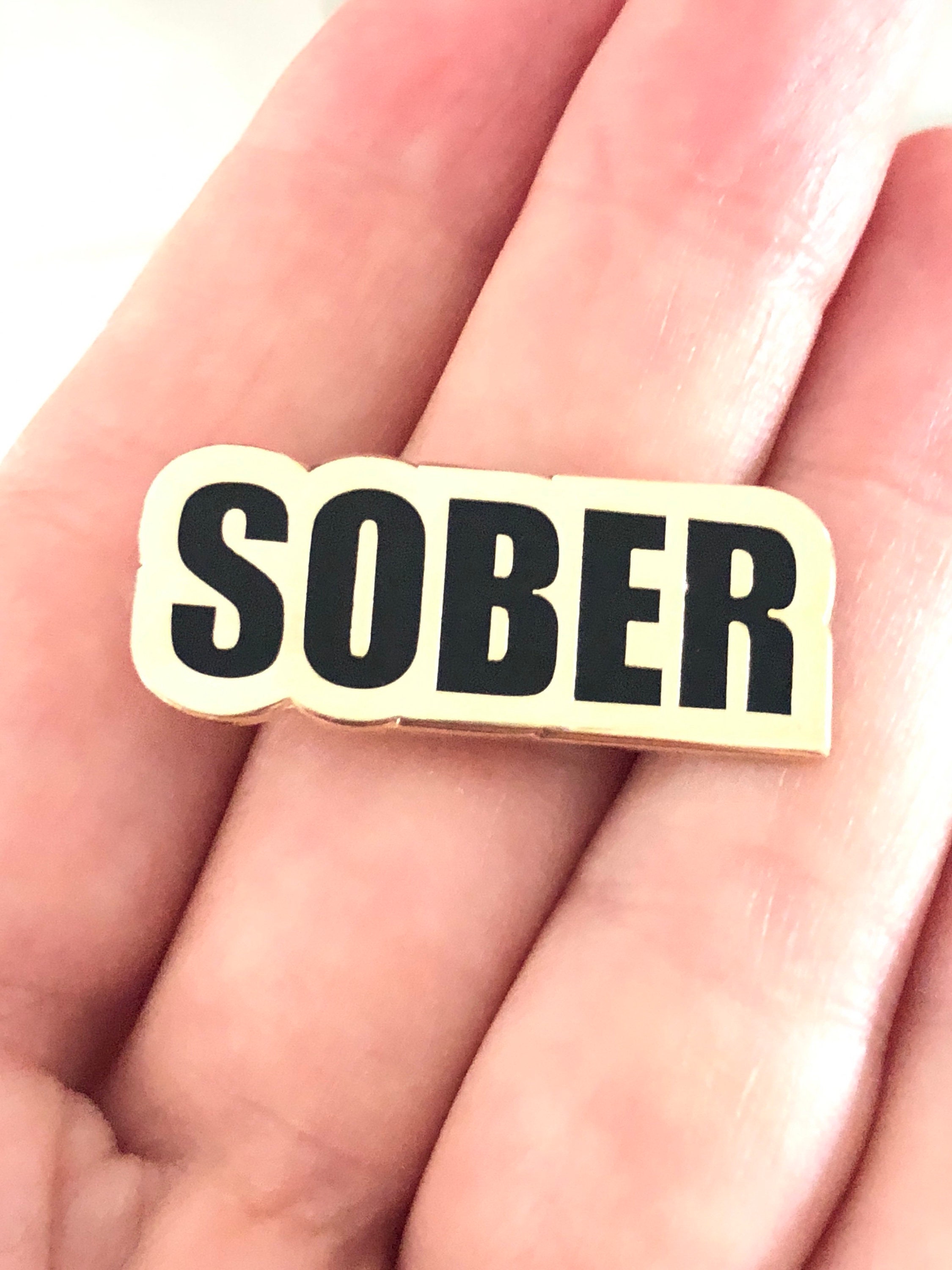Gold Sober enamel pin 12 step program. treatment recovery | Etsy