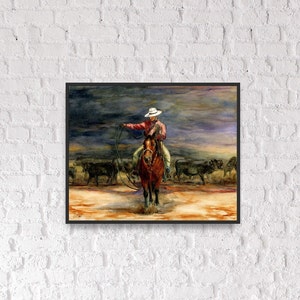 Ranch Cowboy Roping Steer Watercolor Painting / Fine Art Print - Etsy