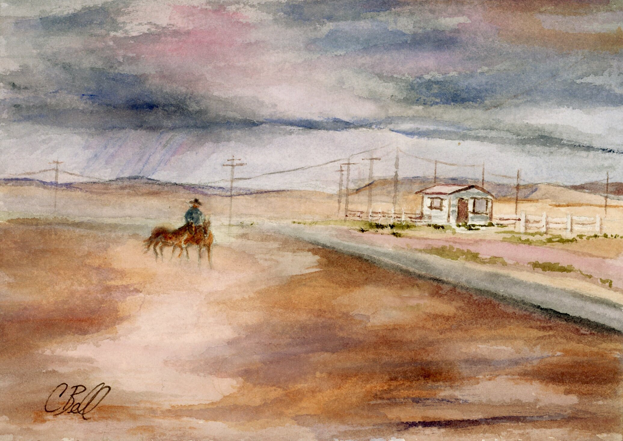 Original Mini Cowboy Watercolor Cowboy Watercolor Western Watercolor ...