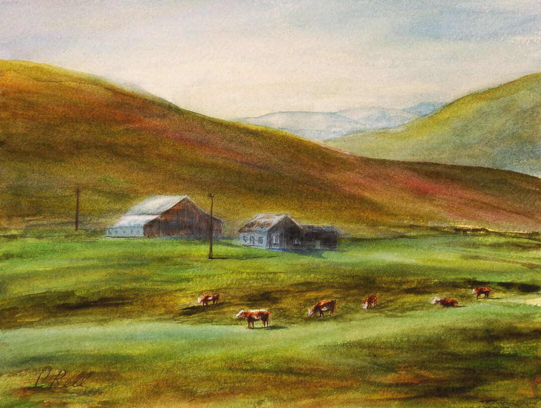 Ranch Watercolor Painting, Original Watercolor Painting, Old Ranch ...
