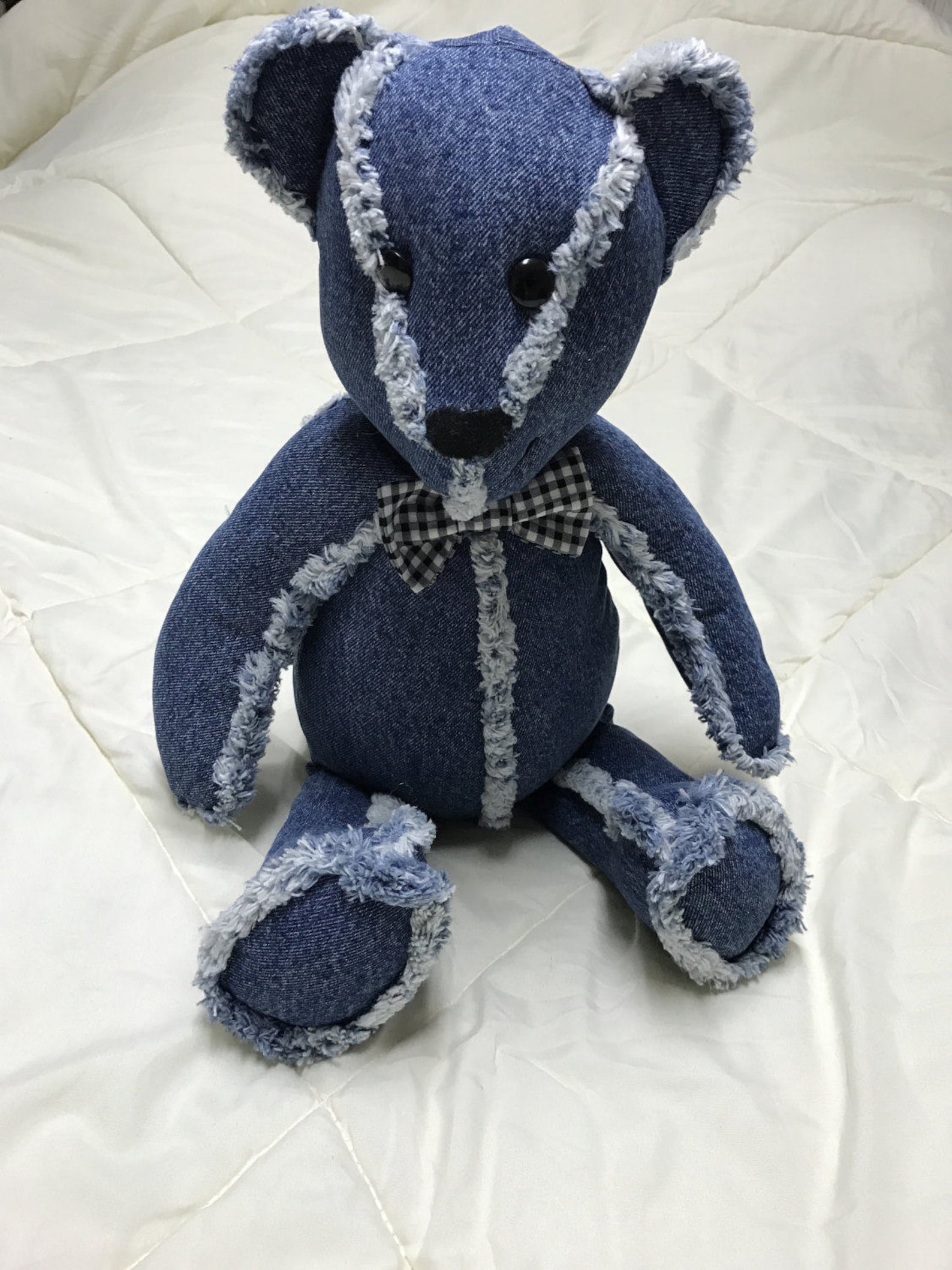 Denim Rag Teddy Bear | Etsy