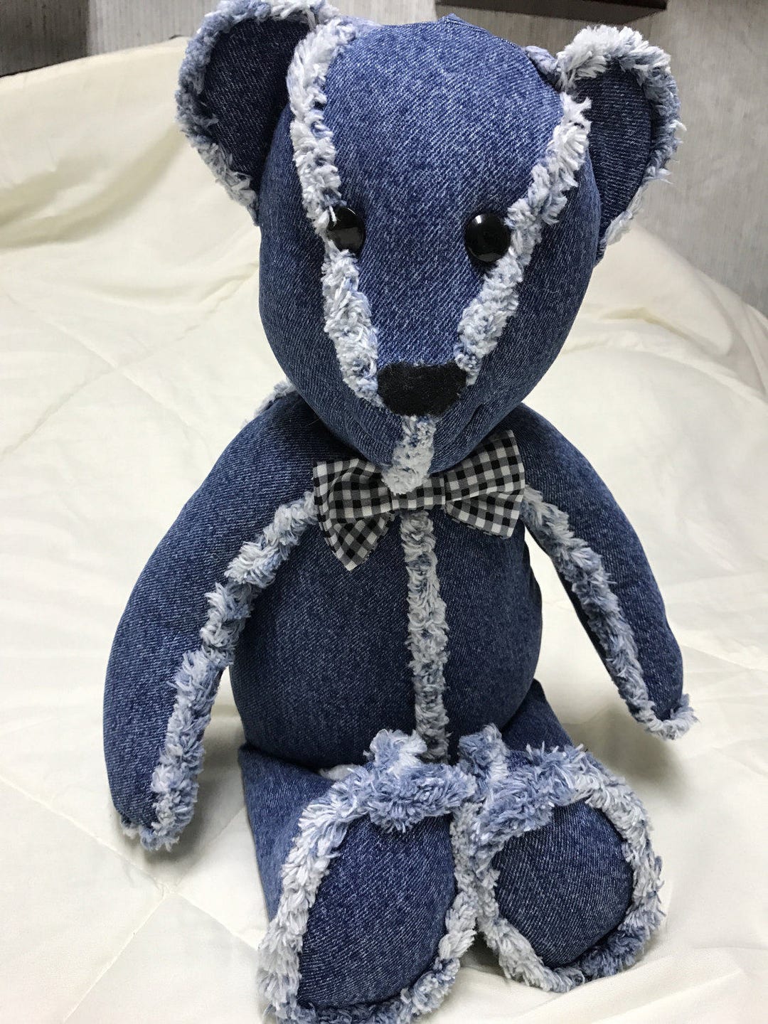 Denim Rag Teddy Bear - Etsy