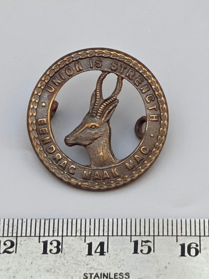 WWII South African Springbok Cap Badge, Union is Strength Militaria - Etsy