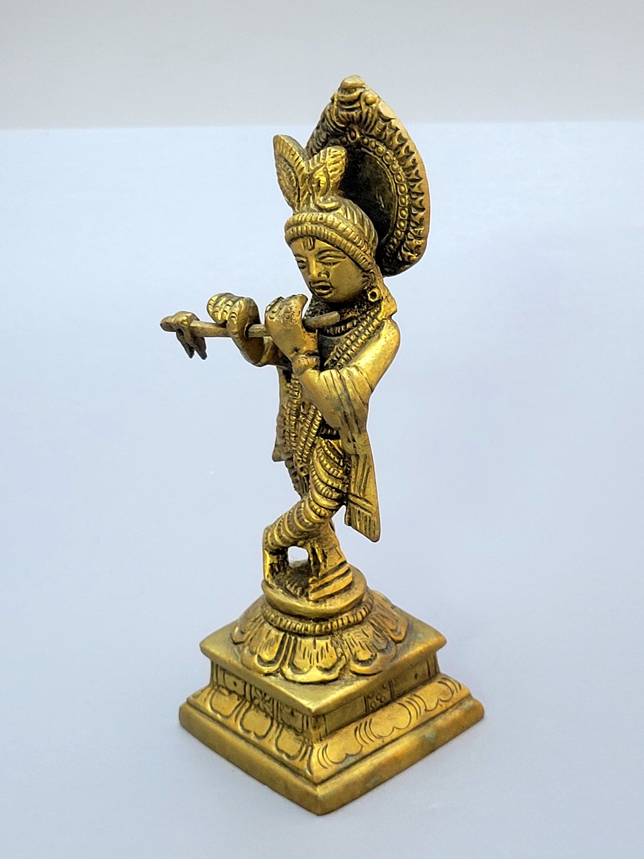 Old Indian Statue of Krishna, Made From Solid Brass, Beginning of the ...
