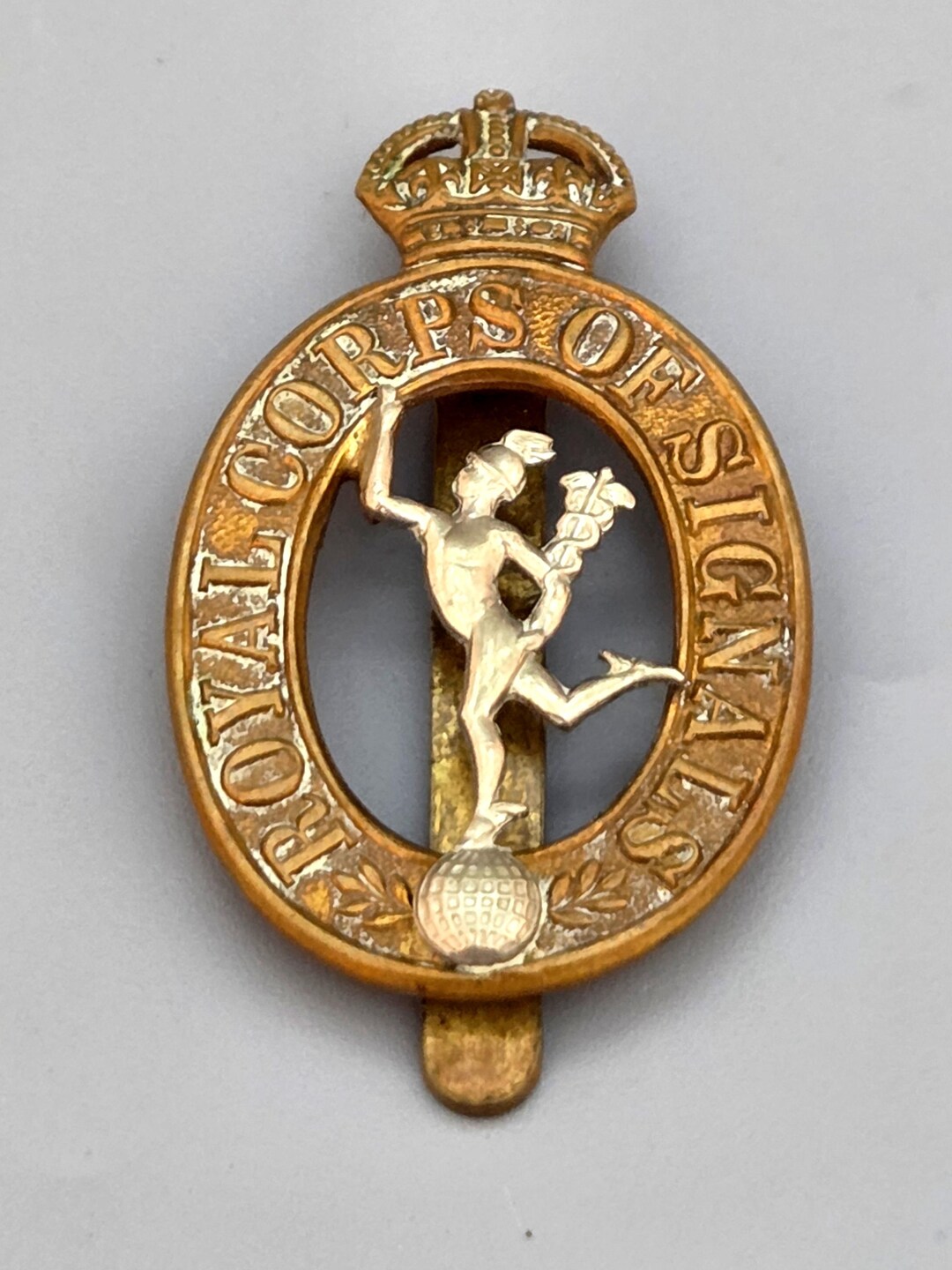 Authentic Wwii-era British Army Royal Corps of Signals Bi-metal Cap ...