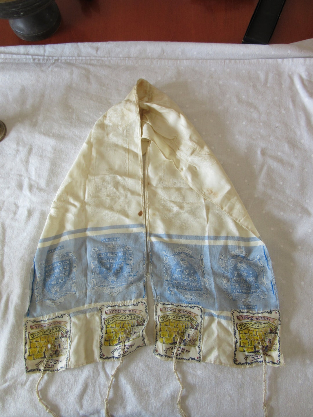 Vintage Rare Tallit for Child With Wailing Wall Embroidery Judaica ...