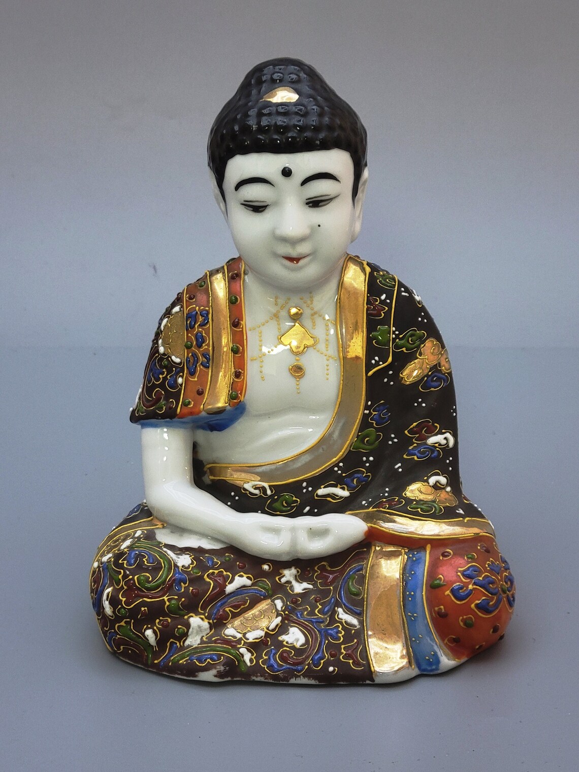 Vintage Satsuma Japanese/asian Buddha Porcelain Figurine Ca - Etsy