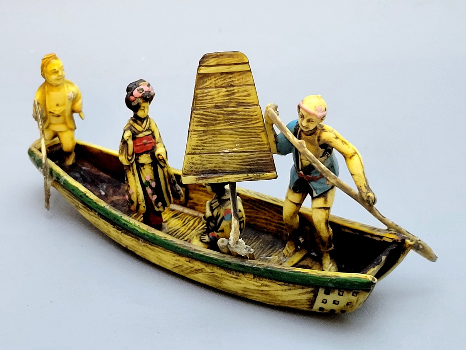 Vintage Japanese Celluloid Miniature Figurine of a Sailing Boat ...