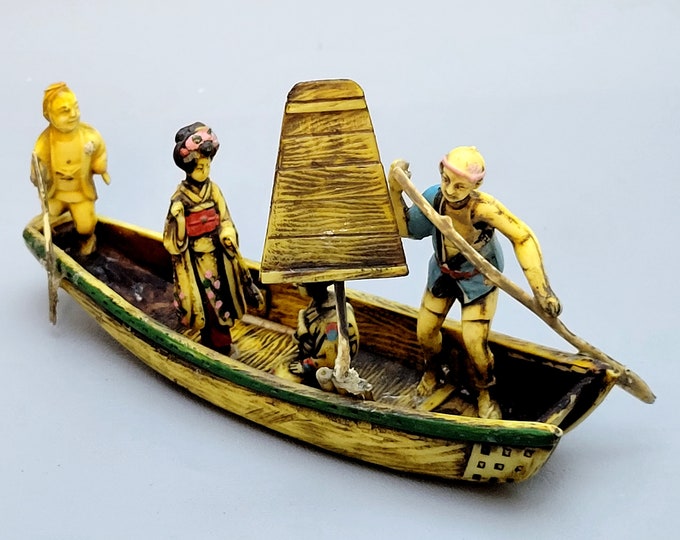 Vintage Japanese Celluloid Miniature Figurine of a Sailing Boat ...