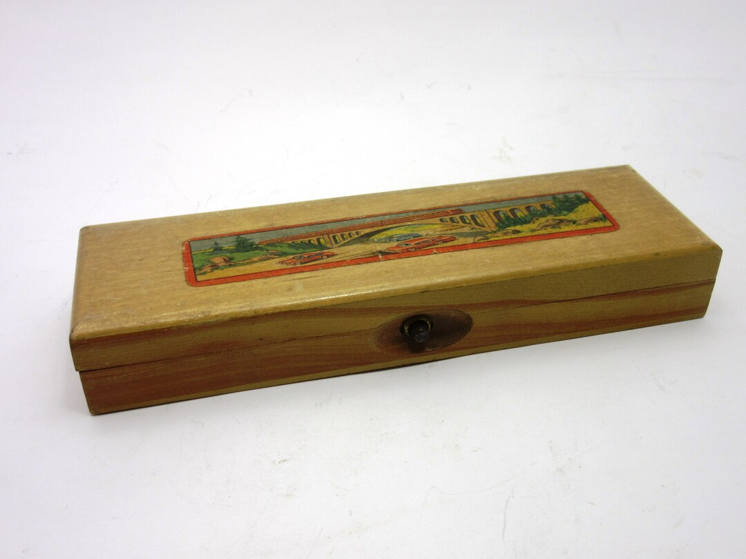 Rare Vintage German Wood Children Pencils Box With Beaded Calculator ...