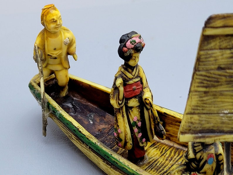 Vintage Japanese Celluloid Miniature Figurine of a Sailing Boat ...