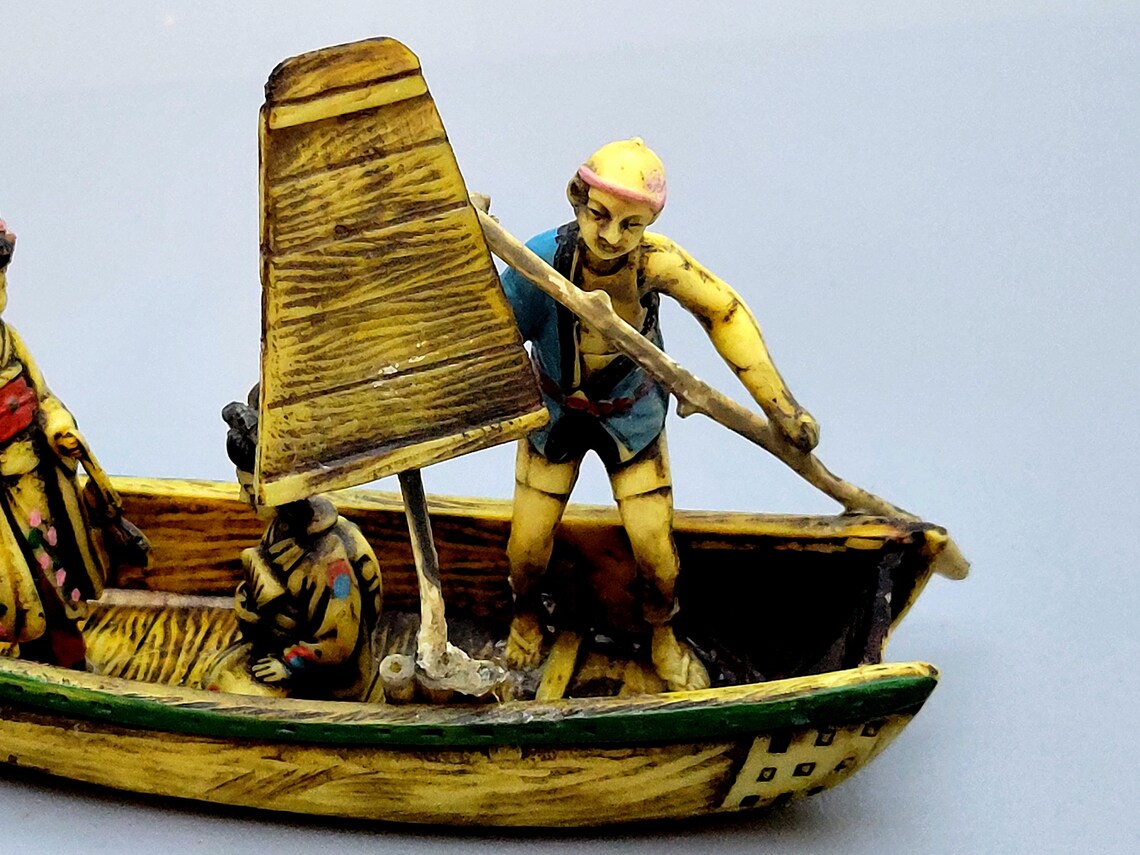 Vintage Japanese Celluloid Miniature Figurine of a Sailing Boat ...
