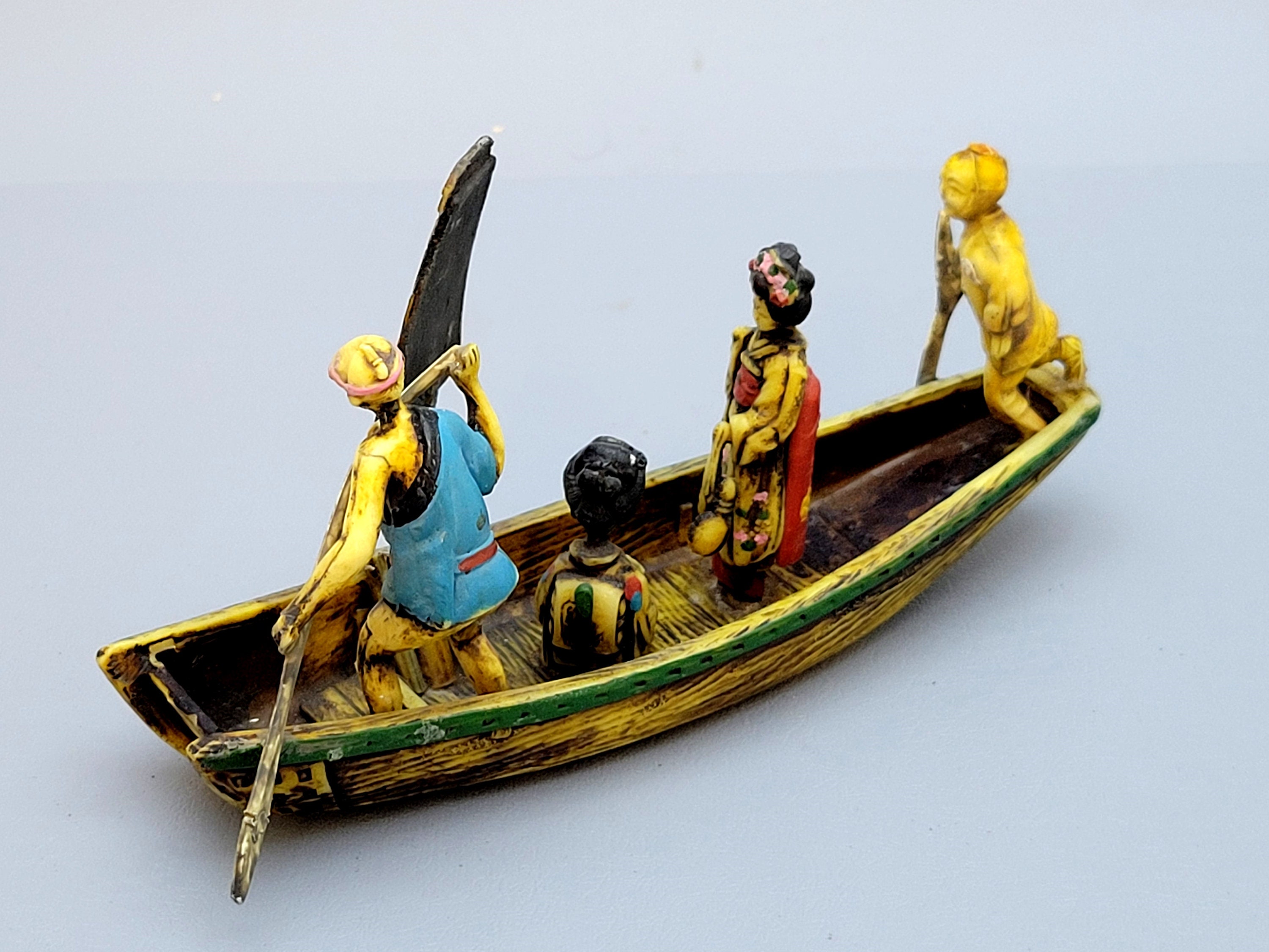 Vintage Japanese Celluloid Miniature Figurine of a Sailing Boat ...