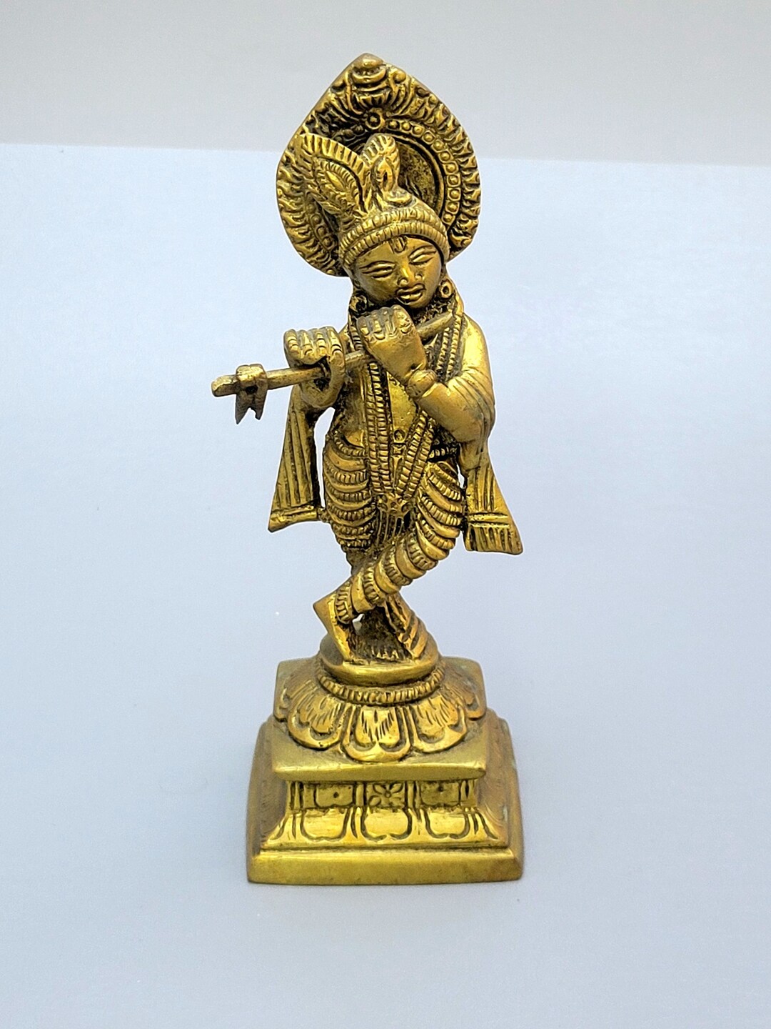 Old Indian Statue of Krishna, Made From Solid Brass, Beginning of the ...