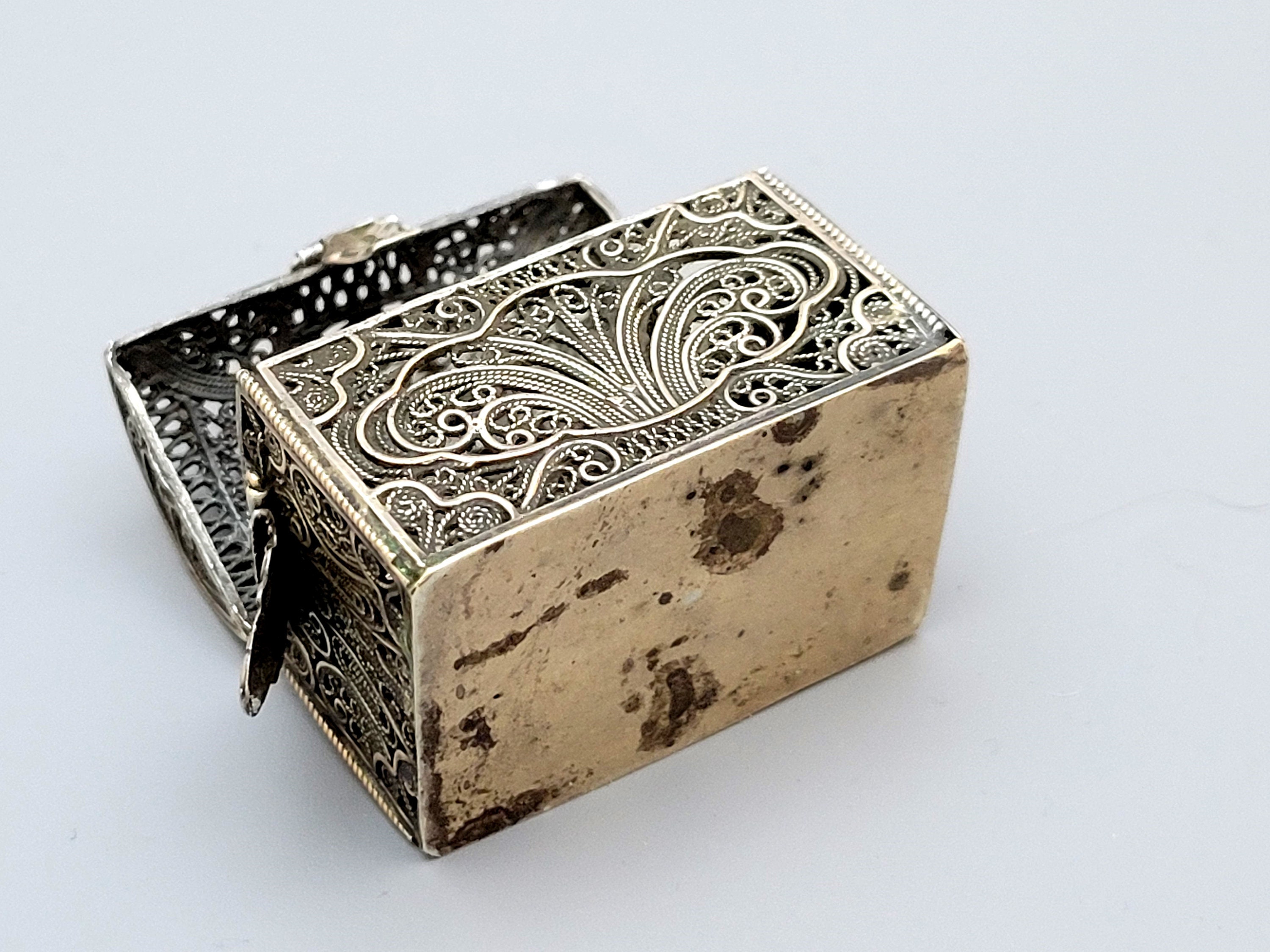 Miniature Snuff Sterling Silver Box Made With Filigree Technik. - Etsy
