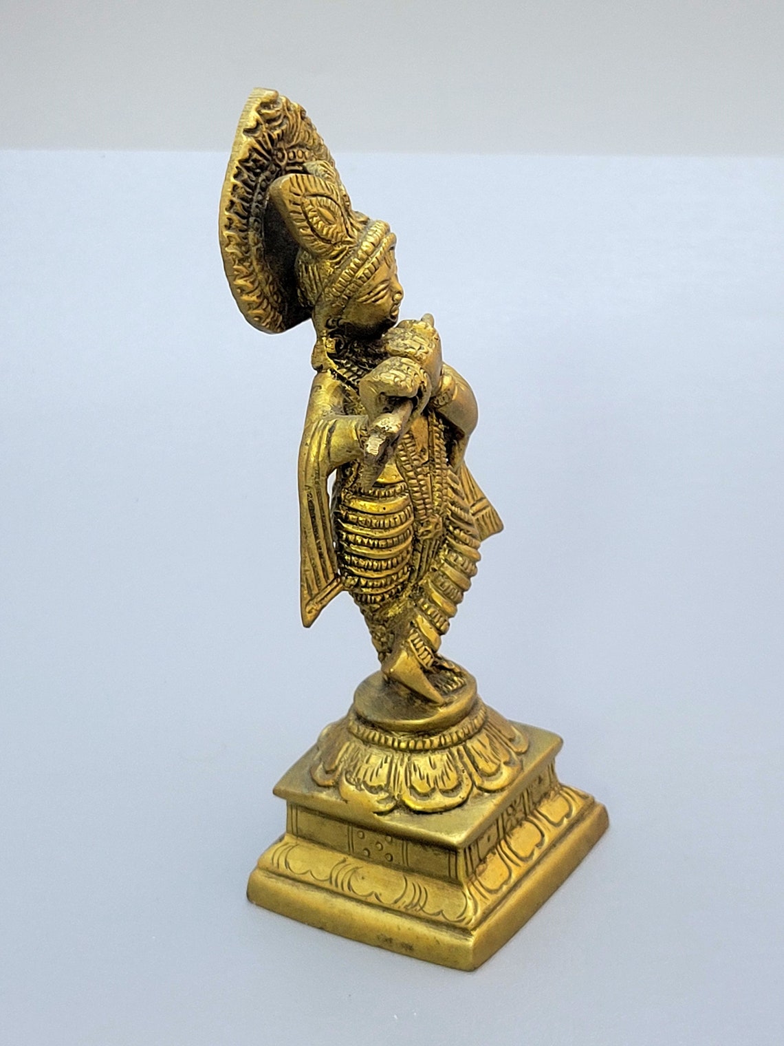 Old Indian Statue of Krishna, Made From Solid Brass, Beginning of the ...