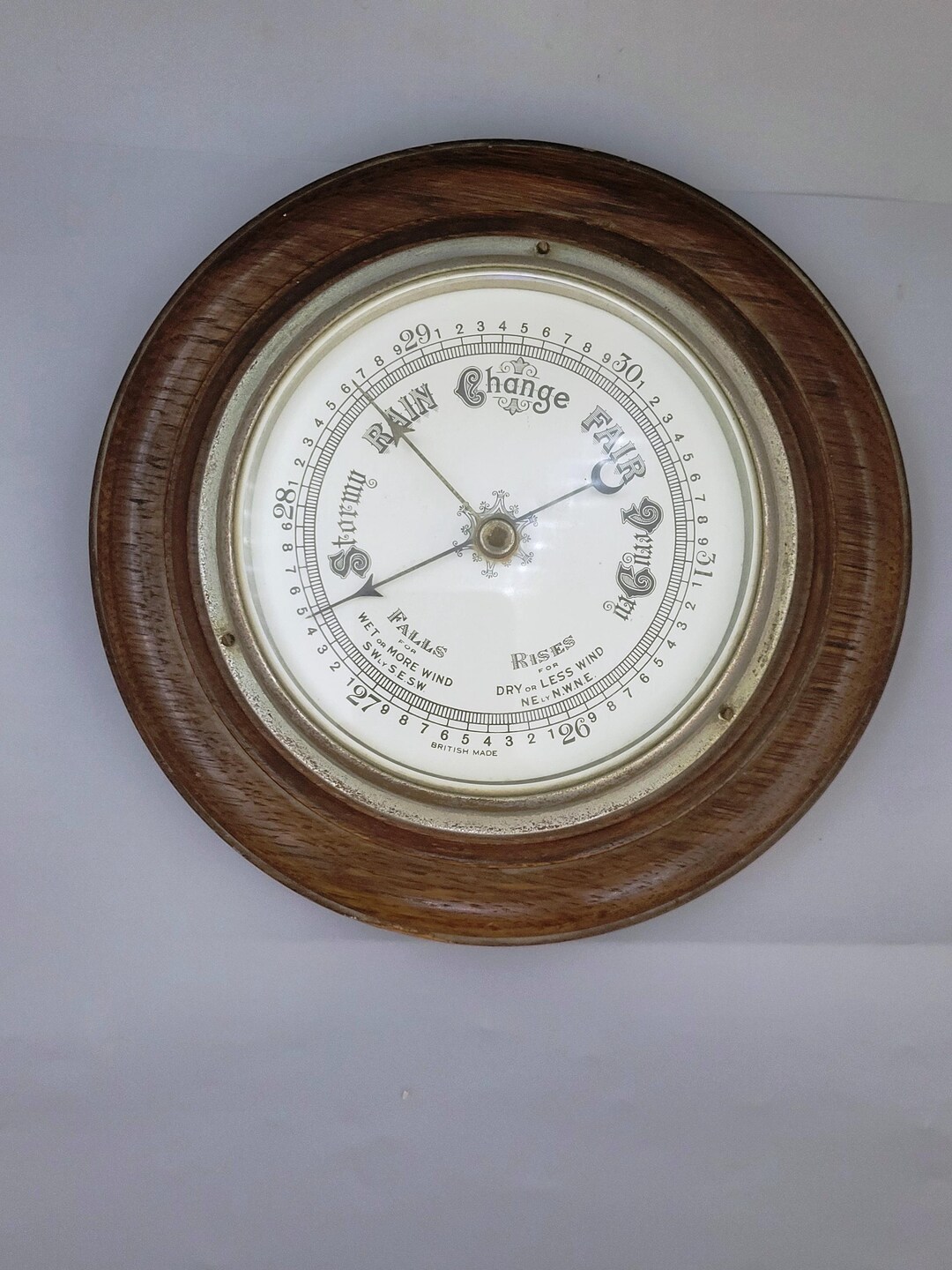 Large Victorian British Naval Barometer for Wall Hanging, Made of Oak ...