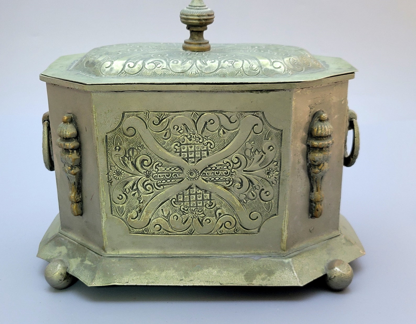 Antique Moroccan Big Jewelry Box, Made of Metal and Silver Plating ...