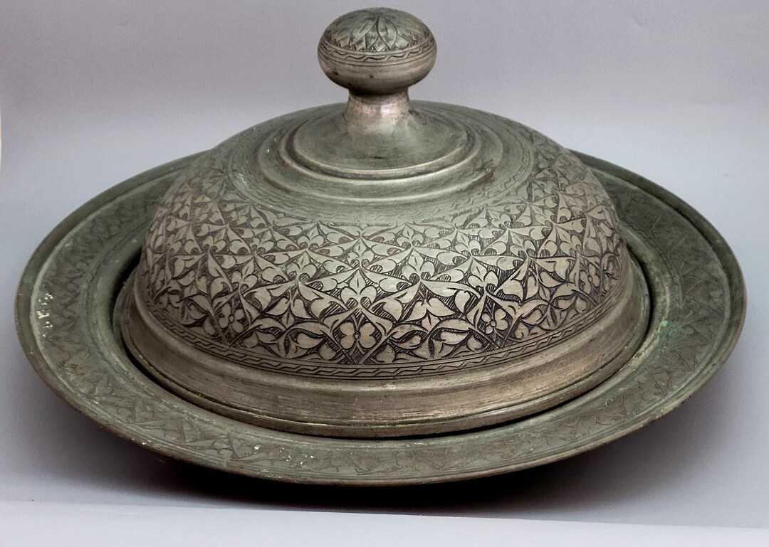 Antique Persian Pewter Rice and Meat Serving Plate and Lid. It is ...