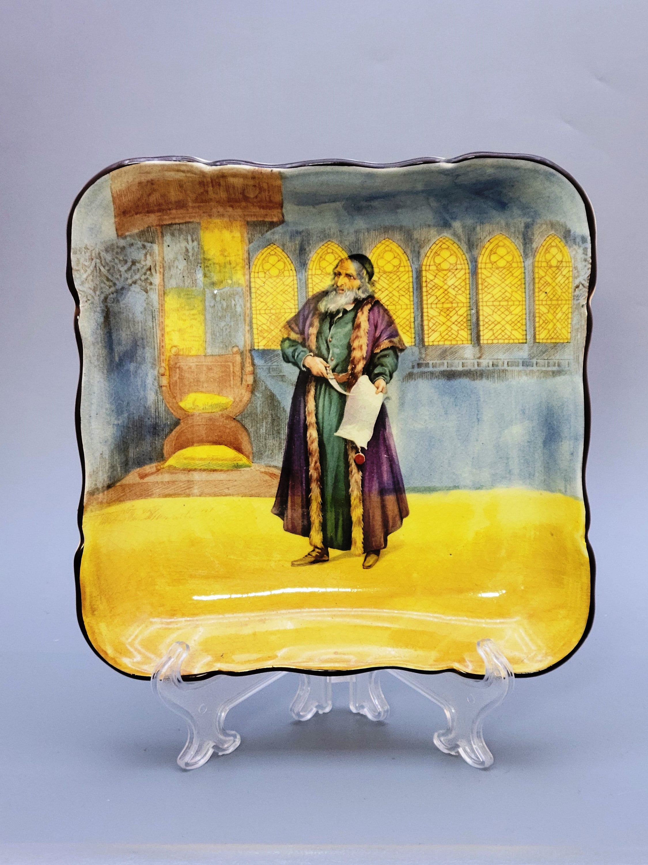Antique Royal Daulton Square Porcelain Collectible Plate From the Shakespeare Series shylock Ca ...