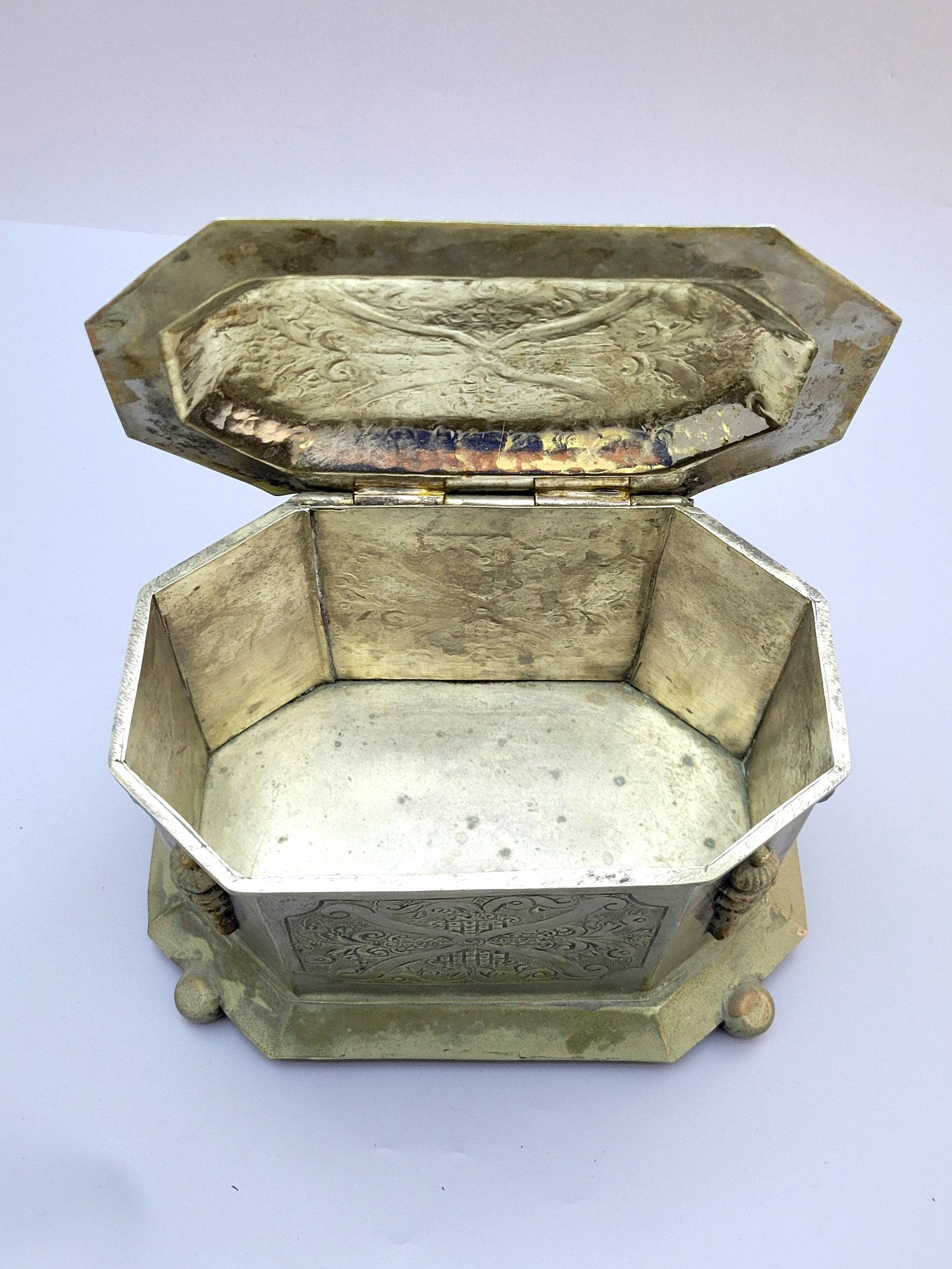 Antique Moroccan Big Jewelry Box, Made of Metal and Silver Plating ...