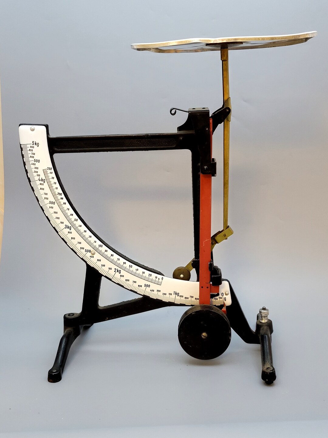 RARE!! Antique Iron Enamel German Postal Scale up to 5 Kg! Also From 0 ...