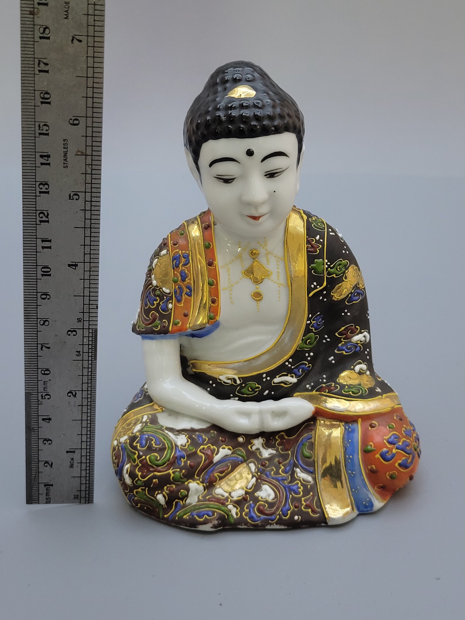 Vintage Satsuma Japanese/asian Buddha Porcelain Figurine Ca - Etsy