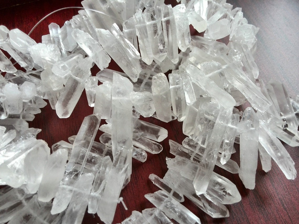 Natural Crystal Points,raw Rock Crystal Points,rough Top Drilled ...