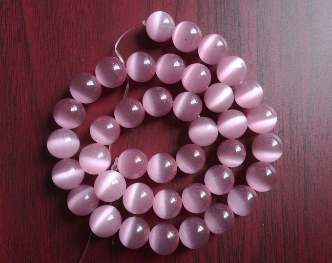 6mm to 12mm Round Pink Cat's Eye Glass Beads Fiber Optic Cats Eye Beads ...