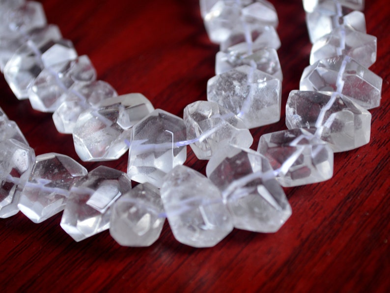 Natural Chunky Rock Quartz Beads Faceted Clear Crystal - Etsy