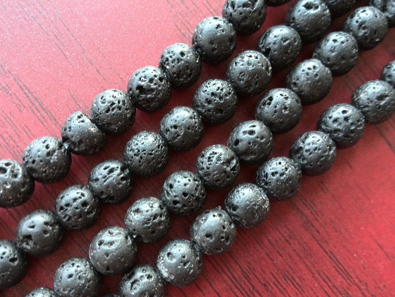 Matte Black Lava Stone Bead Volcano Rock Round Bead Natural - Etsy