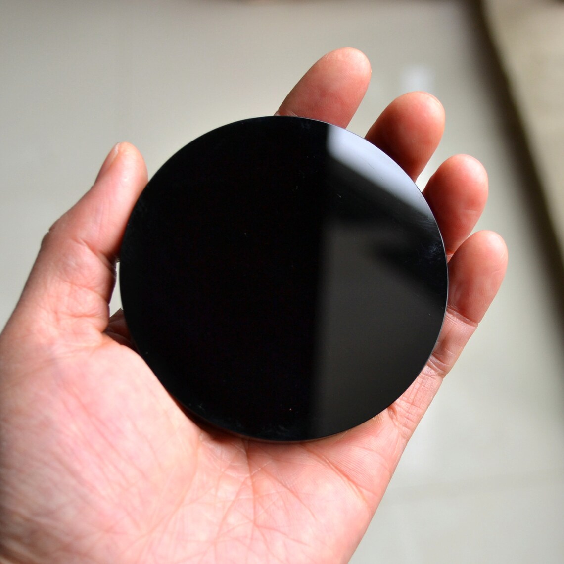 Black Obsidian Disc Polished Large Obsidian Scrying Mirror - Etsy