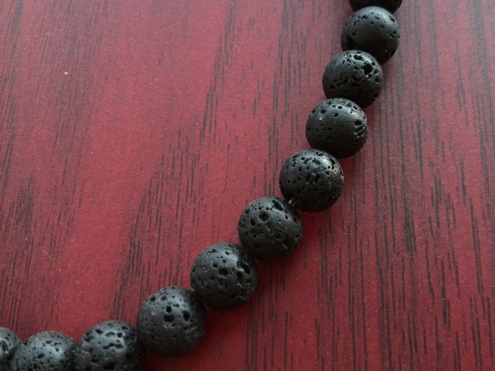 Matte Black Lava Stone Bead Volcano Rock Round Bead Natural Black Stone ...