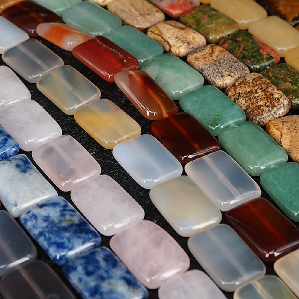 Smooth Rectangle Beads 13x18mm Natural Stone Quartz Agate | Etsy