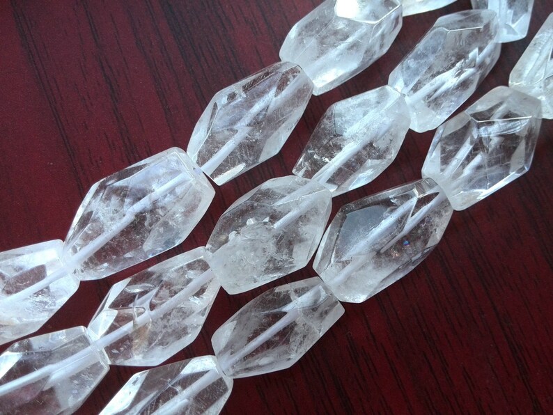 Natural Chunky Rock Quartz Beads Faceted Clear Crystal - Etsy